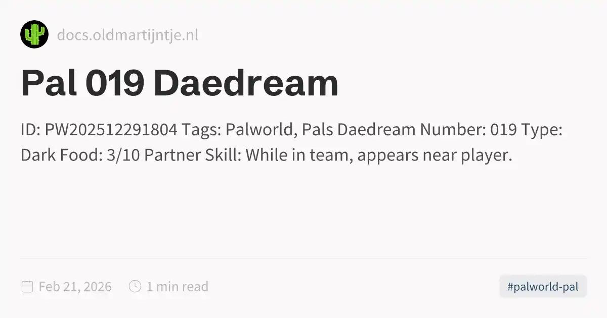 Pal 019 Daedream